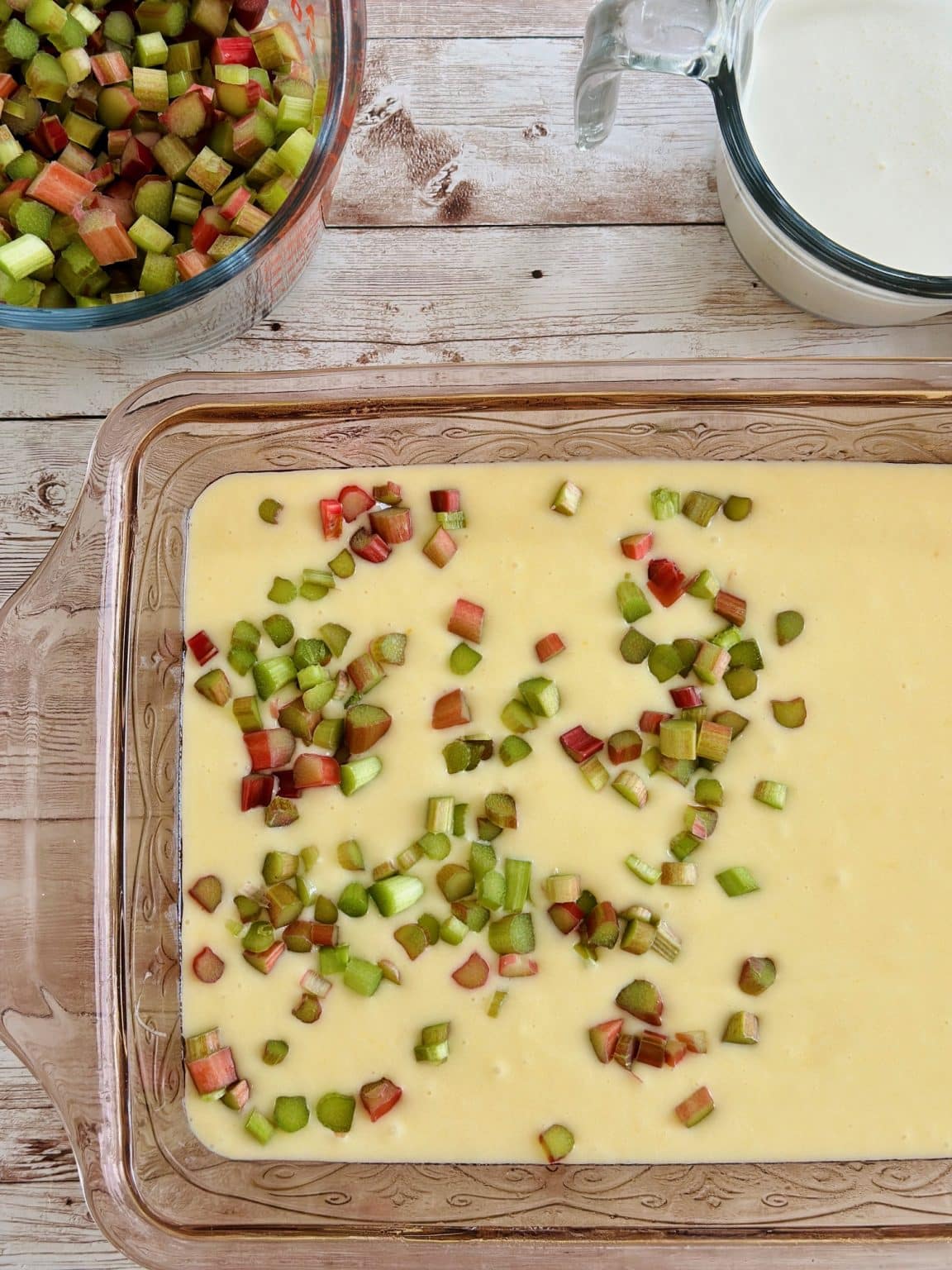 Quick and Easy Rhubarb Custard Cake Dessert