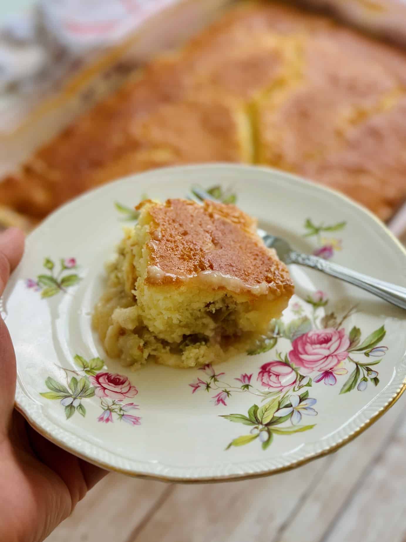 Quick and Easy Rhubarb Custard Cake Dessert