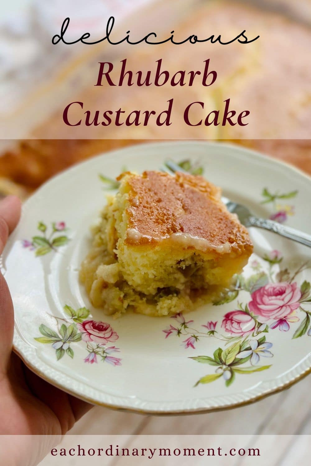 Quick and Easy Rhubarb Custard Cake Dessert