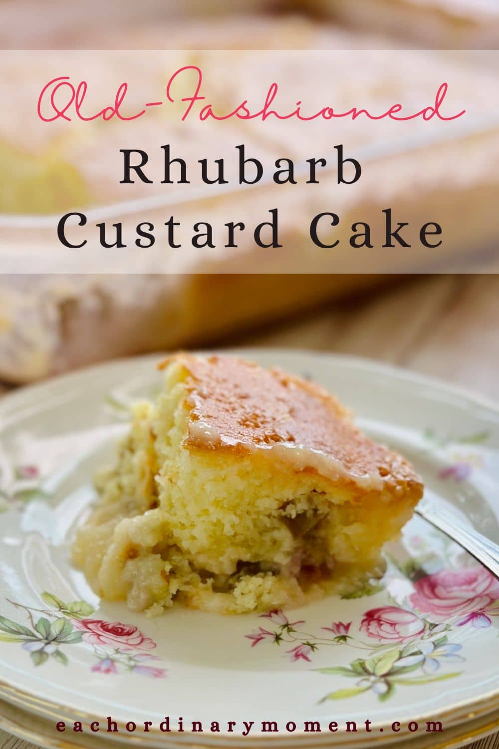 Quick and Easy Rhubarb Custard Cake Dessert